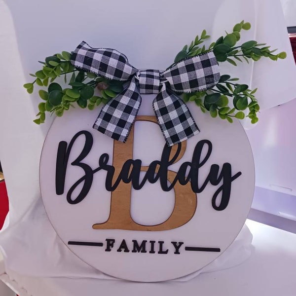 Welcome Wooden Monogram Family Last Name Sign - Custom Hanger ...