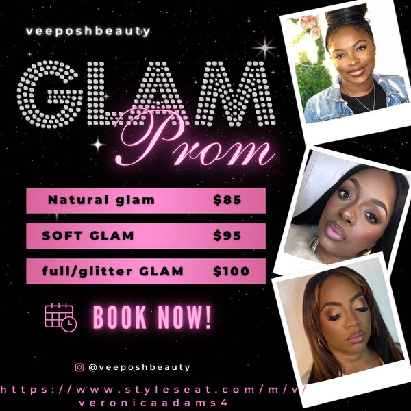 Glam Prom Specials Flyer, DIY Prom Queen Beauty Makeup Artist Hair Nail ...