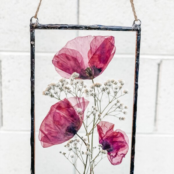 Herbarium Frame Pressed Flower Frame Suncatcher Cottagecore Decor Wall Hanging Stained Glass