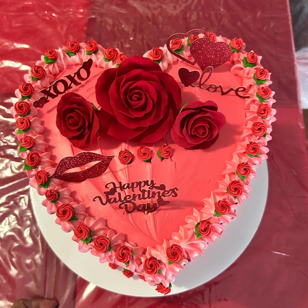 Set of 3 Beautiful Red Roses Sugar Gum Paste Red Roses Cake Topper for ...