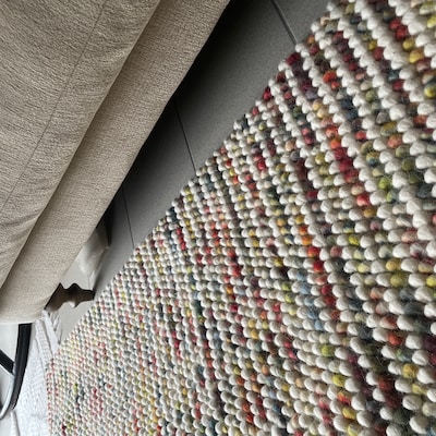 Rainbow Chunky Wool Loop Rug Hand Knotted, Multi Coloured, Soft, Funky ...