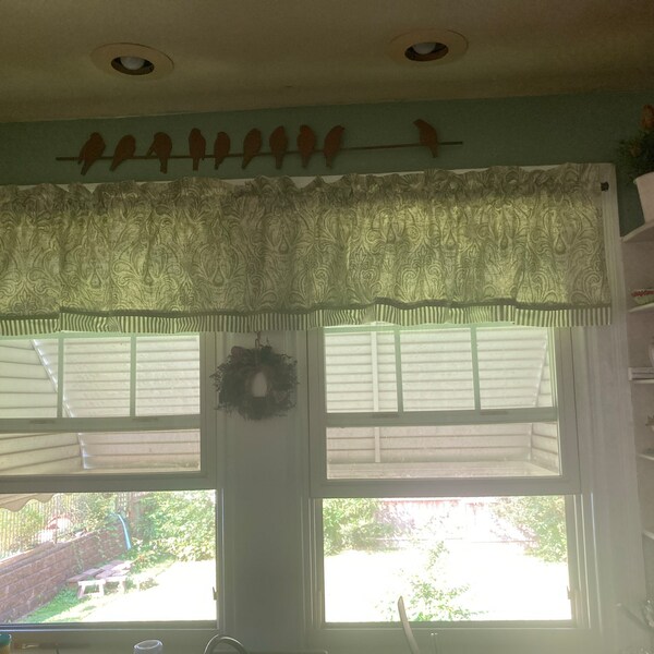 Blue Gold Yellow White Valance Jacobean Bloomcraft 17 X 54 Window ...