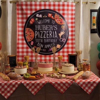 Pizza Party Photo Backdrop, Pizzeria Backdrop, Pizza Theme Birthday ...