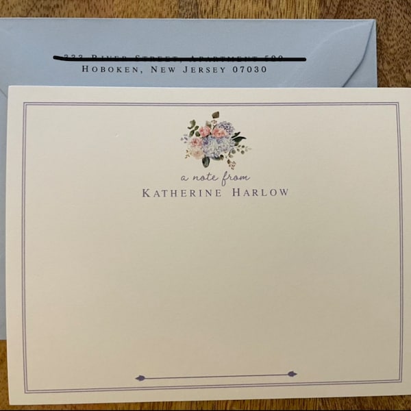 Personalized Floral Stationery | Personalized Stationary | Hydrangea ...