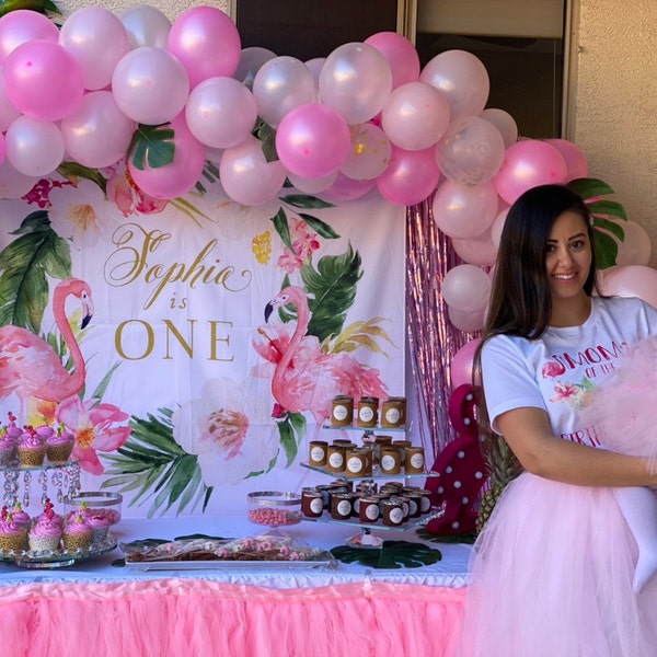 Flamingo Party Backdrop, Birthday Party Backdrop, Baby Shower Backdrop ...