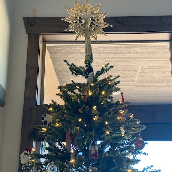 Straw Star Christmas Tree Topper – Handmade Ukrainian Ornament, Rustic ...