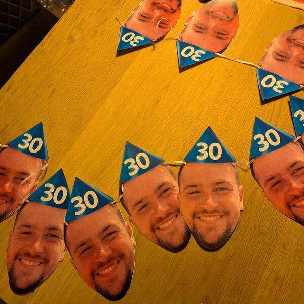 Custom Photo Face Bunting Banner Cutout 30th Birthday Party Decorations ...