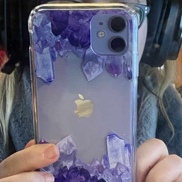 Purple Amethyst Crystal Clear Phone Case for iPhone 17 Air 16e 15 14 ...