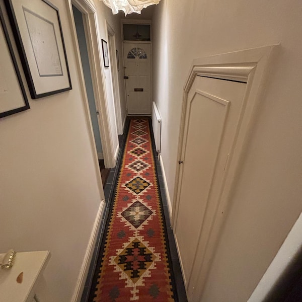Handmade Kilim Runner, Multicolor; Jute Rug Wool Rug Kilim Dhurrie ...