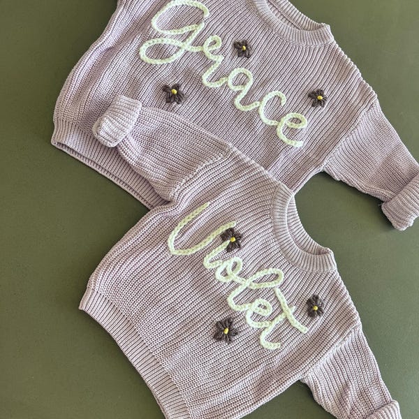 Personalized Hand Embroidered Baby and Toddler Sweaters - Etsy