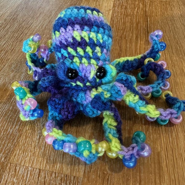 Beaded Fidget Octopus Crochet Pattern | Crochet Fidget Toy | Fidget ...