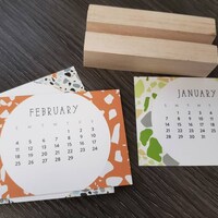 2024 Desk Calendar With Wood Stand, Flora Desk Calendar 2024, Standard ...