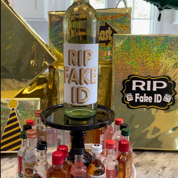 RIP Fake ID | Wine Label | 21st Birthday Gift | Alcohol Gift ...
