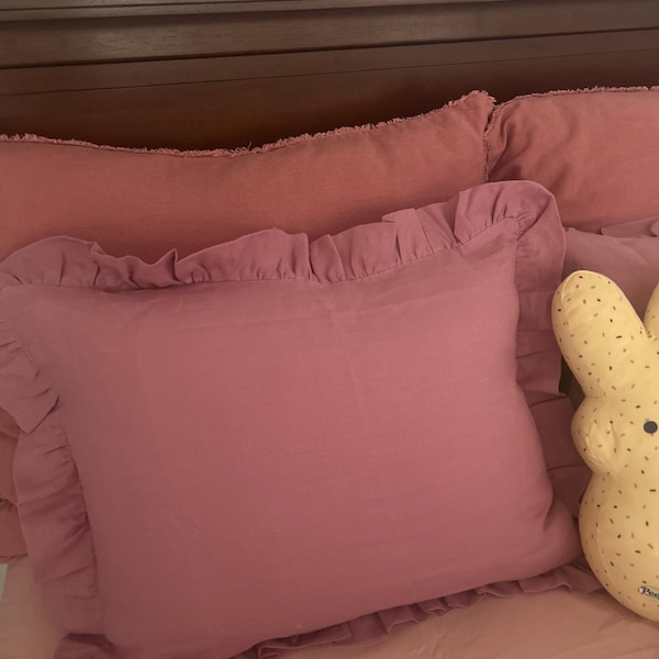 RUFFLED PILLOW CASES | Custom-sized Shams All-sided Ruffled Linen ...
