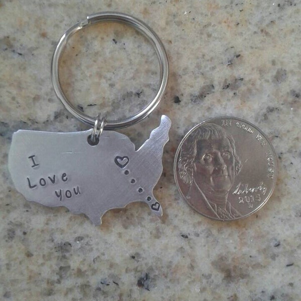 Long Distance Relationship Keyring, Long Distance Love, State Key Chain ...