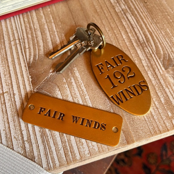 Custom Hand Stamped Hotel Room Key Tags - 3" X 1.5" Brass Oval Key ...