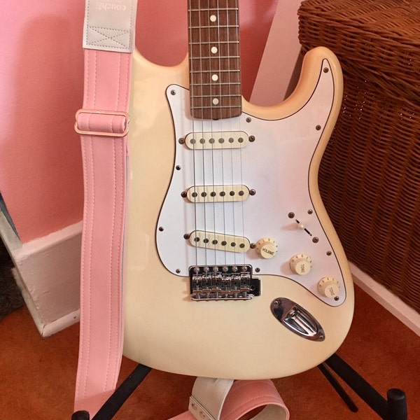 Pink Vintage Candy Guitar Strap, Dusty Pink, Pastel Vegan Guitar Straps ...