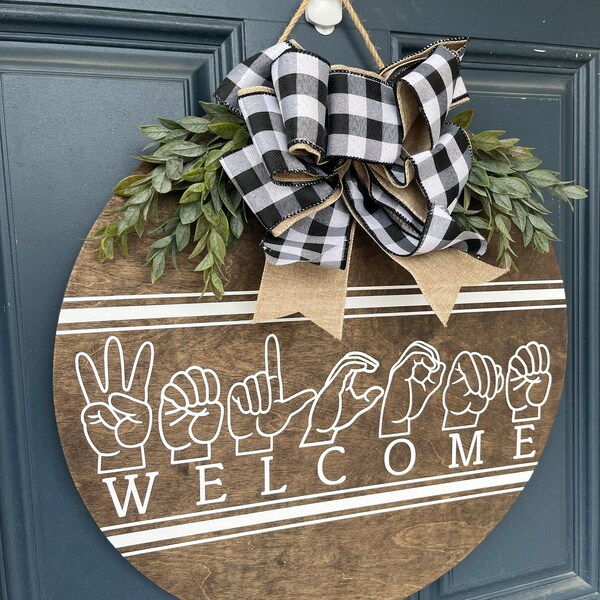 Sign Language Welcome Sign | ASL | Welcome Wreath | Door Hanger ...