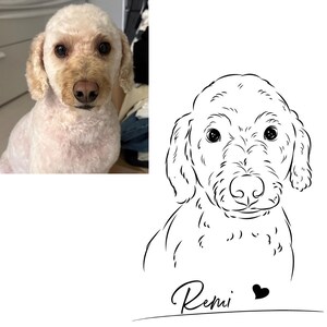 Custom Dog Outline, Dog Portrait INK, Pet Tattoo Commission, Line Art ...