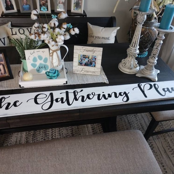 The Gathering Place Sign 8 X 48 Distressed Rustic Wood Extra Large Wall ...