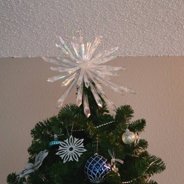 13.5" Plug-in Lighted Glitter Star Tree Topper Christmas Holiday Tree ...
