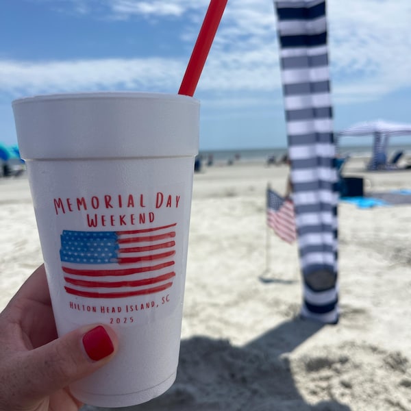 Personalized Styrofoam Cups, Beach Party Cups, Beach Cups - Foam Cups ...