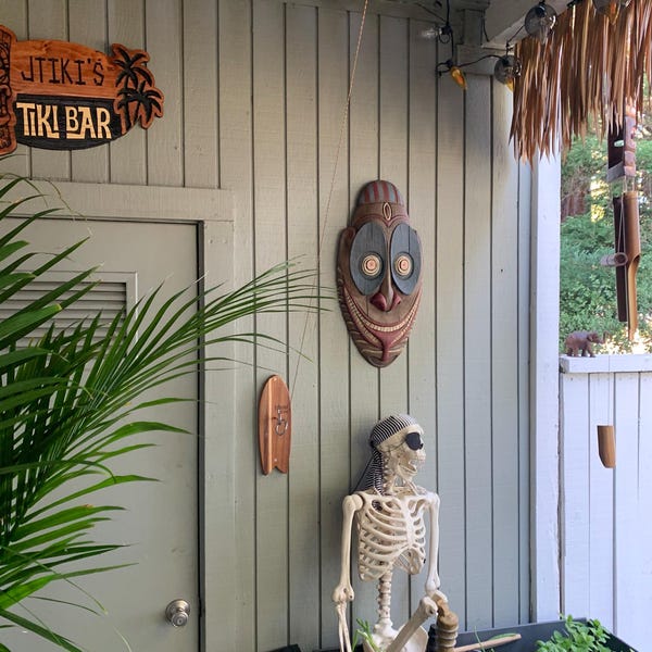 Colorful Tiki Mask Wall Hangings - Mid Century Retro Tropical Decor ...