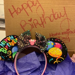 Happy Birthday Mouse Ears the Original Hand Embelished With Rhinestones ...