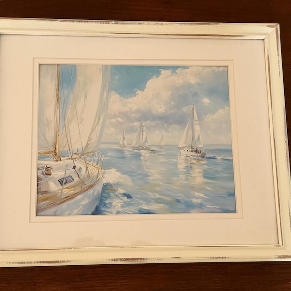 Nantucket Regatta Print: Vintage Sailboat Scene, Coastal Wall Art ...