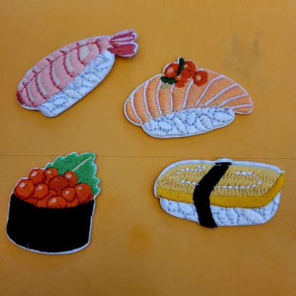 Sushi Patch, Sushi Collection, Hand Roll,iron on Patch, Sushi , Embroidered Iron on Patch,cool ...