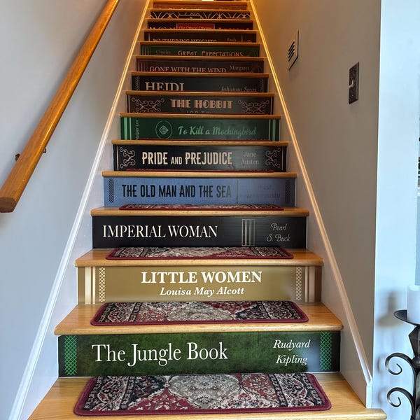 Book Title Stair Decals Custom, Book Spine Stair Riser Decals ...