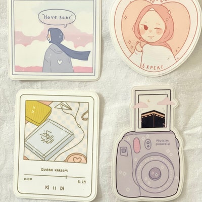 Purple Flowers Hijabi Cute Hijabi Stickers Islamic Stickers Cute Hijabi ...
