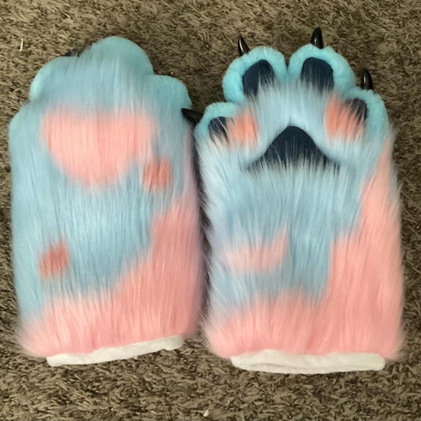 Black Puppy Paws With Red Meat Pad, Furry Gloves, Tiger Paws, Fox Paws ...