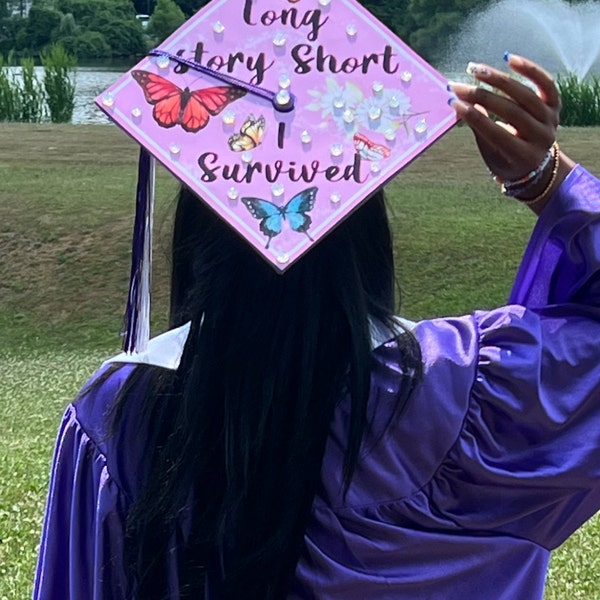 Long Story Short I Survived Personalized Grad Cap Topper, TS Swiftie ...