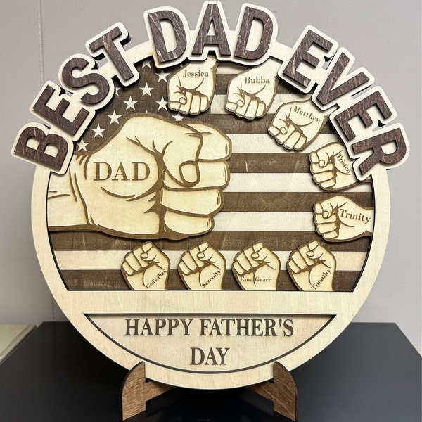 Personalized Dad and Kid Hands Fist Bump US Flag Sign SVG, Best Dad ...