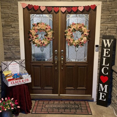 Wood WELCOME Sign, Interchangeable O Attachment Pieces, Large Vertical ...