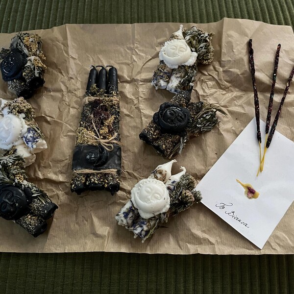 Set Black Herbal Ritual Candles, Protection Candles, Altar Candles ...