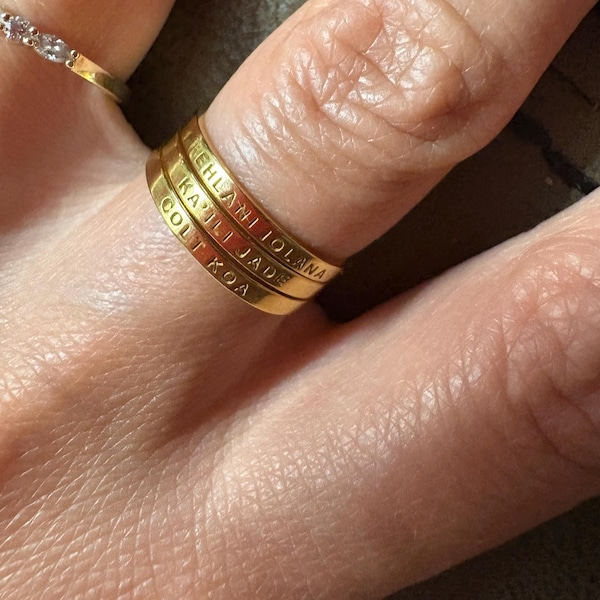 Personalized Sterling Silver Name Ring • Custom Stacking Rings • Skinny ...