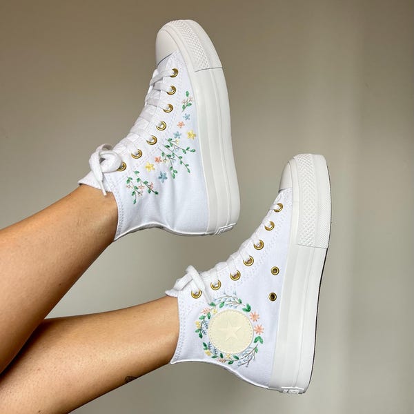 Custom Wedding Platform Converse High Tops - Etsy