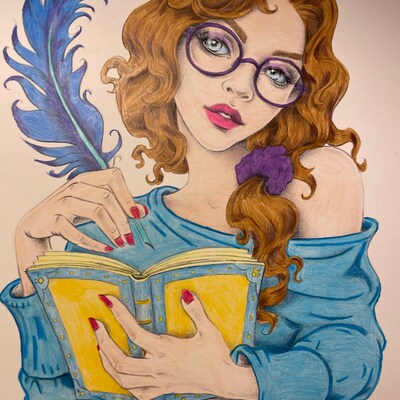 Dear Diary Coloring Page Grayscale Illustration Instant Download ...