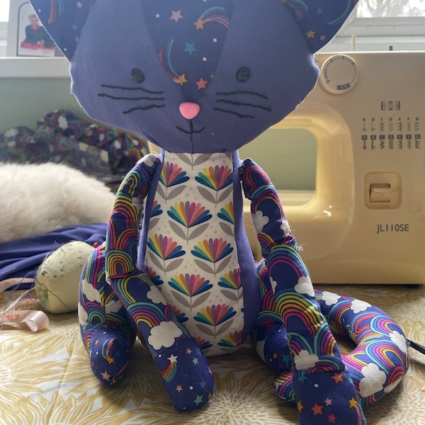 Cat Softie PDF Sewing Pattern, Scrappy Paws Stuffed Animal Pattern ...