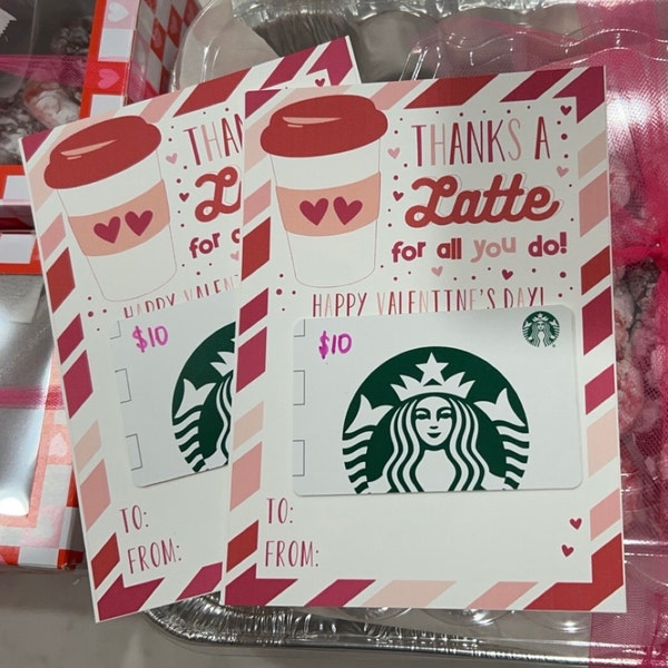 Thanks A Latte Valentines Day Gift Card Holder, Printable Valentine's ...