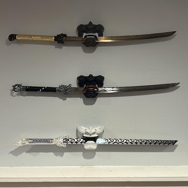 Oni Mask Katana Wall Mount - Etsy