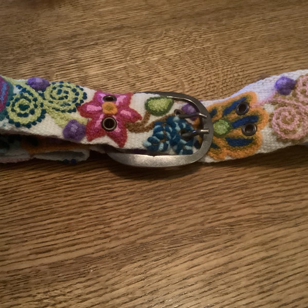 Embroidered Belt, Peruvian Belt, Wool Belt, Flower Belt, Bohemian Belt ...