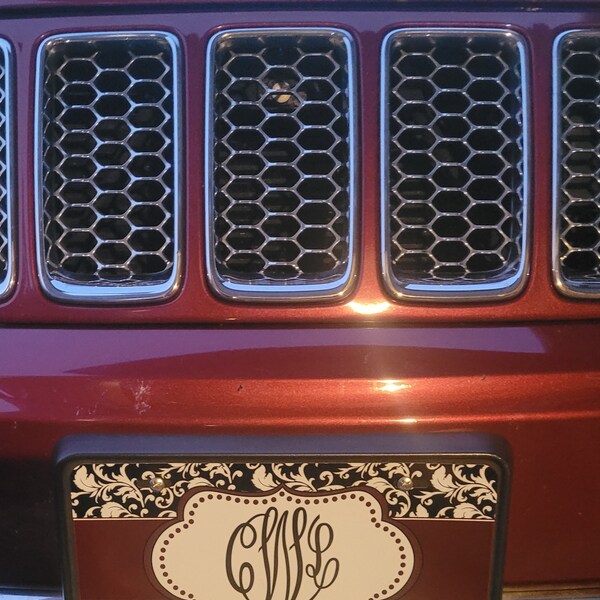 Monogram License Plate - Black and White Design Maroon Stripe ...