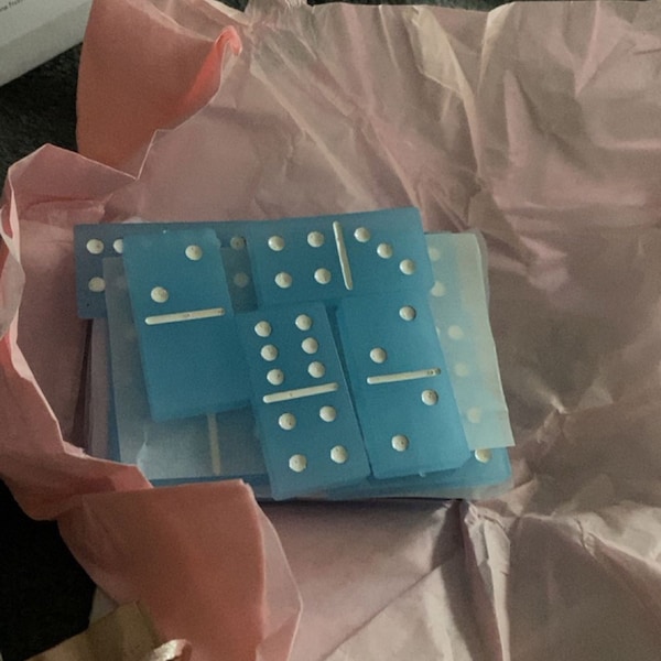 Handmade Resin Art Dried Pressed Flowers Transparent Clear Dominoes Box ...