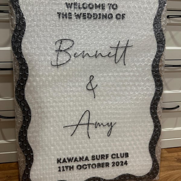 Wavy Whimsical Design Welcome Sign Semi Custom Acrylic Signage Wedding ...