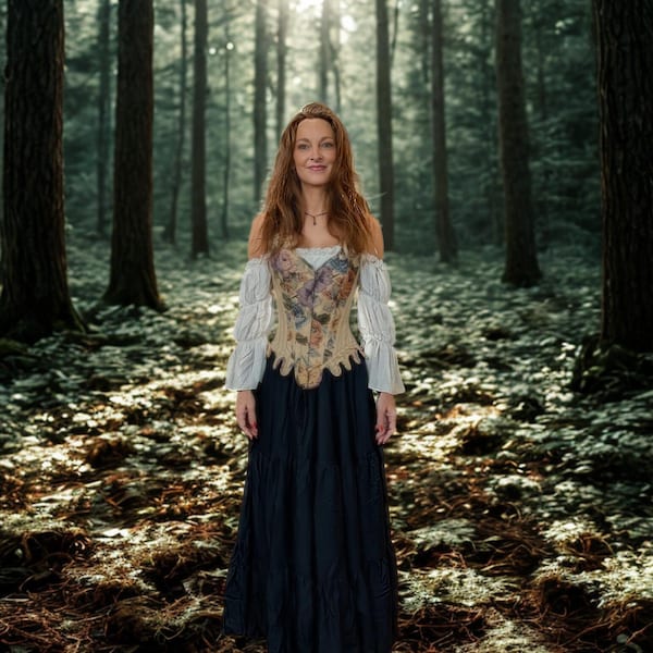 Women Renaissance Fair Cottage Core - Black Corset Dress- Medieval ...