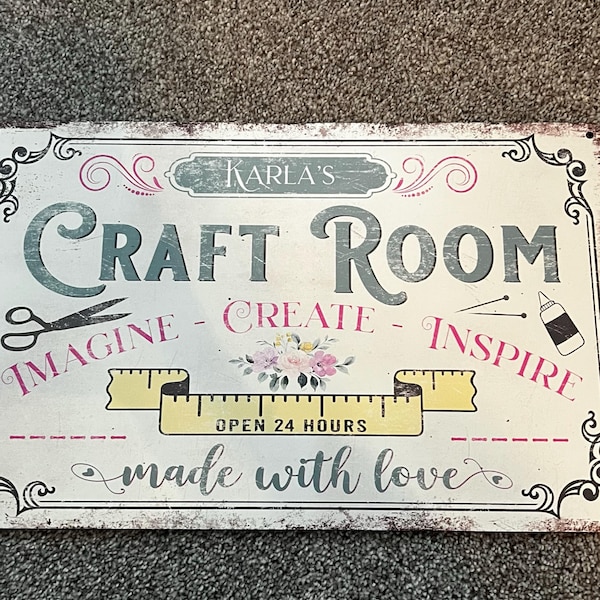 Custom Metal Craft Room Decor, Quilt Room, Personalized Sign, Custom ...
