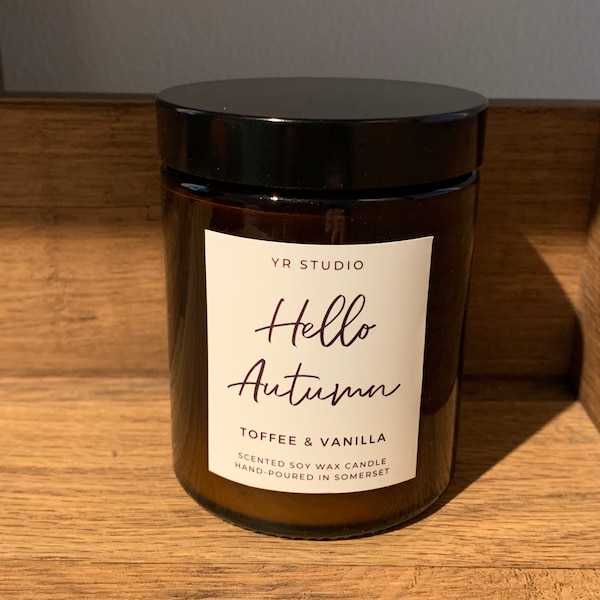 Hello Autumn Candle, Hello Fall Candle, Autumn Home Decor, Cosy Candle ...